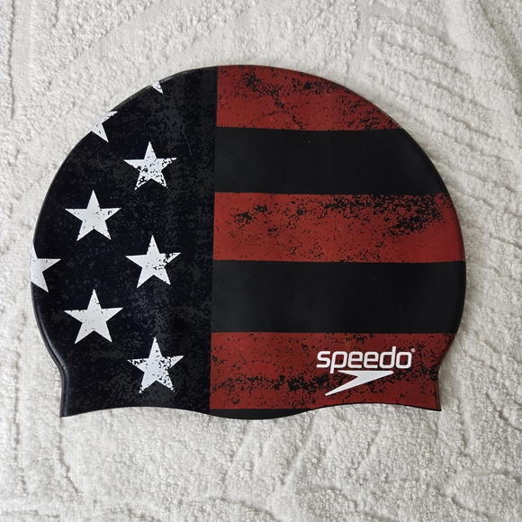 Speedo | Swim | Speedo Nwot American Flag Swim Cap Red White And Black ...